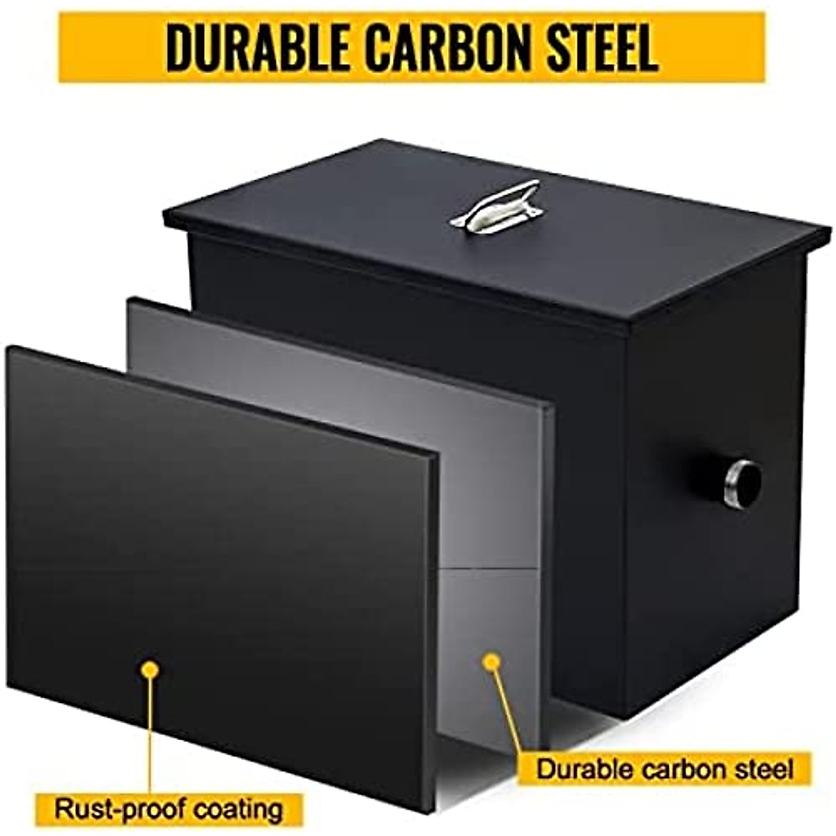 Commercial 8-70 LB Grease Trap 4-35 GPM Per Minute, Top Inlet For Restaurant Kitchen Tools,20 LB