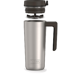 ALTA SERIES BY THERMOS Stainless Steel Mug 18 Ounce, Matte Steel/Espresso Black