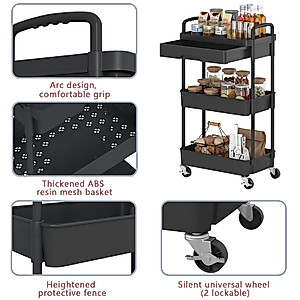 Dttwacoyh 3-Tier Rolling Cart，Trolley with Drawer, Multifunctional Storage Organizer with Plastic Shelf & Metal Wheels, Kitchen Storage Cart for Living Room, Kitchen, Office, Bathroom, White