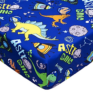 UOMNY Dinosaur Toddler Bedding Set for Boys 2 Pieces Toddler Sheet Sets with Kids Toddler Fitted Sheet and Toddler Pillowcase Space Toddler Bedding Set