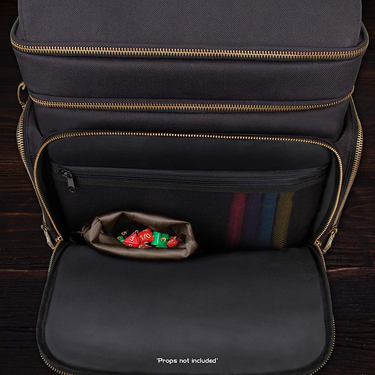 ENHANCE RPG Dungeons and Dragons Table Games Travel Bag with Miniatures, Padded Carry Bag with Multiple Compartments with Book Compartment (4-8) and Dice and Token Pocket