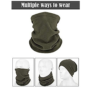 4 Pieces Winter Neck Warmers Fleece Gaiter Windproof Face Covering (Coffee, Black, Light Grey, Army Green,Medium)