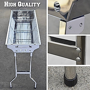 BenefitUSA Foldable Large Stainless Steel Barbecue Charcoal BBQ Grill Kabob Shashlik Cooking Stove