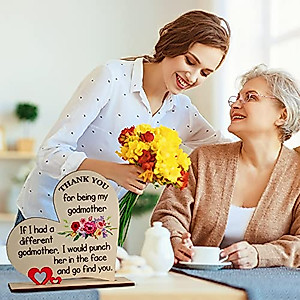 2 Pieces Godmother Gifts from Godchild Thank You for Being My Godmother Proposal Gifts Heart Wood Keepsake Inspirational Gift Idea for Godmother's Birthday Mother's Day God Mom Nurse