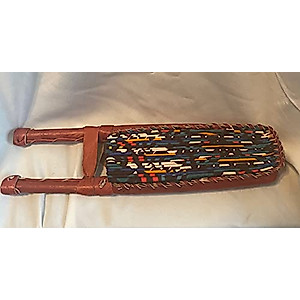 African Print Handheld Leather Folding Fan (White, Black, Brown)