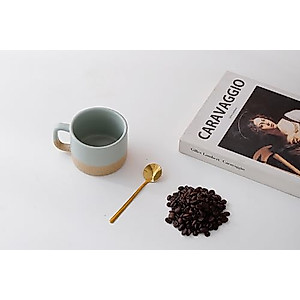 RB&RAMiCS 6 Pack Ceramic Coffee Mug Sets with small spoon, 10 Ounce Coffee Mugs, Restaurant Coffee Cups for Coffee, Tea, Cappuccino, Cocoa, Cereal (6)