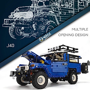 Nifeliz Off-Road Pickup J40 Land Cruiser MOC Technique Building Blocks and Engineering Toy, Adult Collectible Model Cars Kits to Build, 1:12 Scale Truck Model (2101 Pieces)