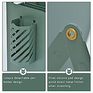 Shoccolt Adjustable Bookends Book Holders for 3 Compartments Heavy Duty Metal Steel Book Stand Desktop Organizer Expandable Bookshelf with Pen Holder for Home Office School Library (Green)