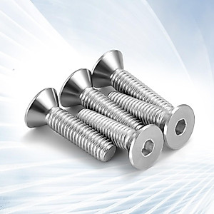 1/4-20 x 1/2" Flat Head Socket Cap Screws Countersunk Bolts, 304 Stainless Steel 18-8, Bright Finish, 25 PCS