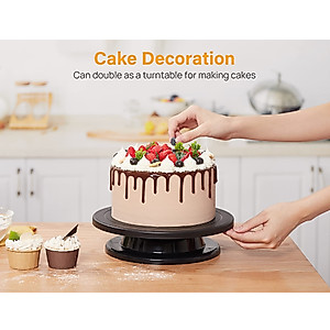 Kootek 11 Inch Rotate Turntable Sculpting Wheel Revolving Cake Turntable Black Painting Turn Table Lightweight Stand for Paint Spraying Spinner, Cake Decorating, Displaying Item