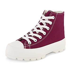 CUSHIONAIRE Women's Vespa high top Canvas Sneaker +Memory Foam and Side Zipper, Burgundy 10