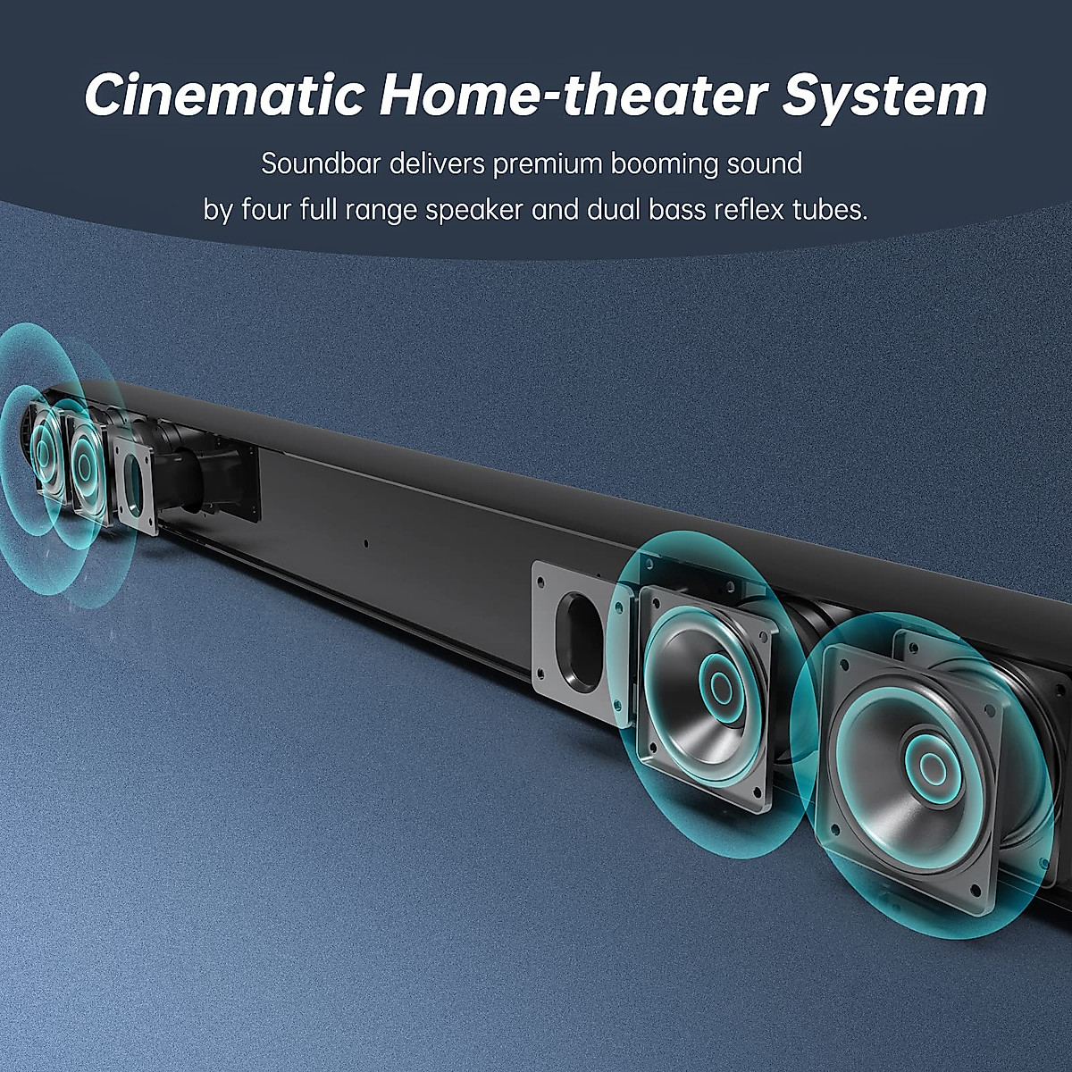 BESTISAN Sound Bar, 80 watts 33.5 inch Sound Bars for TV with Bluetooth 5.0, 3 EQs, Bass Adjustable, HDMI-ARC/Optical/Coaxial/Aux/USB Connection for Home Theater, Gaming, PC, Projectors, 2024 Version