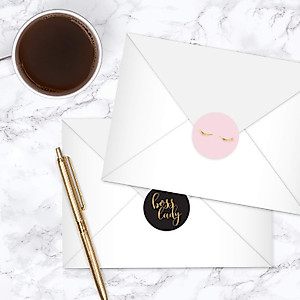 Boss Lady Eyelash Stickers / 250 Small Business Stickers/Beauty Business 1.5" Labels/Make Up Business Gold Foil Envelope Seals/Made in The USA