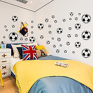 52 Pcs Soccer Stickers, Easy to Peel and Stick Soccer Balls Wall Stickers, Wall Art DIY Football Decor Decals for Kids Room, Boys Teen Girl Bedroom Playroom Living Room Window Door Decoration
