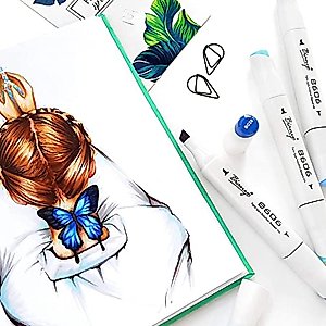 Bianyo Classic Series Alcohol Markers Set, Pack of 72, Dual Tip Bullet & Chisel Art Marker Set, Black Case with a Designable Card for Coloring, Drawing, Sketching, Outlining, Highlighting, Designing