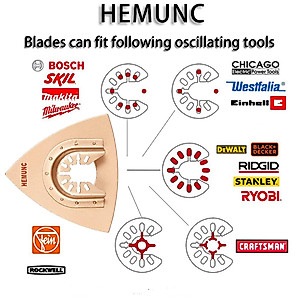 Oscillating Tool Blades, HEMUNC 5pcs Universal Triangle Carbide Oscillating Multitool Saw Blades Accessories kit Compatible with Dewalt Dremel Rockwell Makita Fein Milwaukee Bosch and more