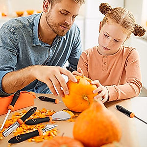 Upgraded 17 PCS Pumpkin Carving Kit for Adults & Kids with Professional Detail Sculpting Tools, Heavy Duty Stainless Steel Knife Set with Carrying Case for Halloween Decoration