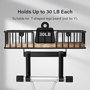 Punmoy Ironing Board Hanger Wall Mount, 2-Tier Iron and Ironing Board Holder with Removable Hooks (T-Shaped Legs), Laundry Room Organization and Storage Wall Mounted