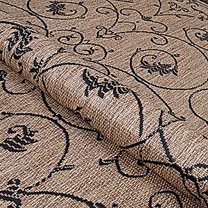 Couristan Recife Veranda 5-Feet 3-Inch by 7-Feet 6-Inch Rug, Cocoa and Black