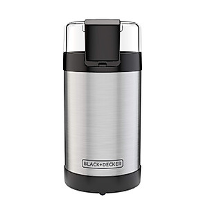 BLACK+DECKER Coffee Grinder One Touch Push-Button Control, 2/3 Cup Bean Capacity, Stainless Steel