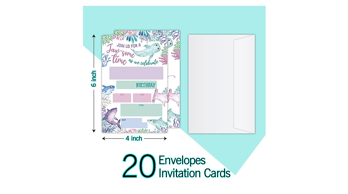 JioJio Chan Shark Attack Birthday Invitation Cards Shark Theme Party ...