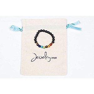 7 Chakra Healing Bracelet with Real Stones, Volcanic Lava, Mala Meditation - Men and Women Religious Jewelry - Wrap, Stretch, Charm Bracelets - Protection, Energy, Healing 7.25 in
