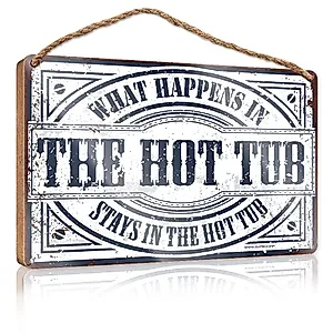 CakJuice Farmhouse Door Decor What Happens in The Hot Tub Stays in The Hot Tub Wooden Sign Teens Stuff Wooden Door Sign (Size : 20X30CM)