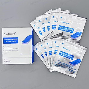 Algitocare Ag Silver Calcium Alginate Wound Dressing - 4"x4"(Pack of 10) with 2"x2"(Pack of 10)