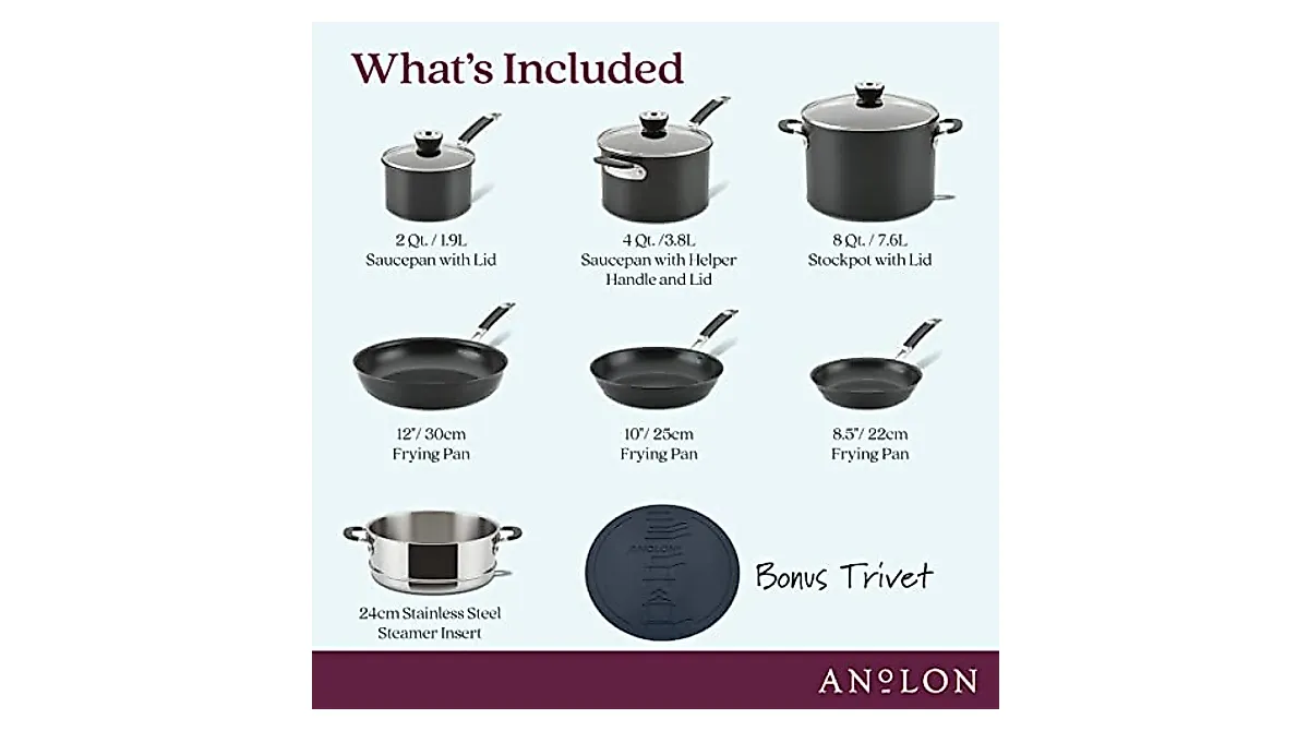 Anolon Smart Stack Hard Anodized Cookware Set - 11 Pieces