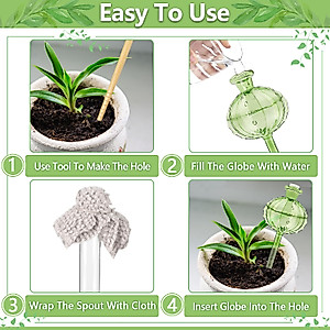 Sawowkuya 4 Pcs Plant Watering Globes, Cactus Self Watering Planter Insert，Glass Plant Watering Devices for Indoor and Outdoor Plants Accessories