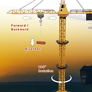 Mini Tudou RC Crane Toy,50.4 inch Tall 2.4GHz Remote Control Robotic Excavator,Educational Construction Vehicles Toy for Ages 6,7,8,9 Boys or Girls