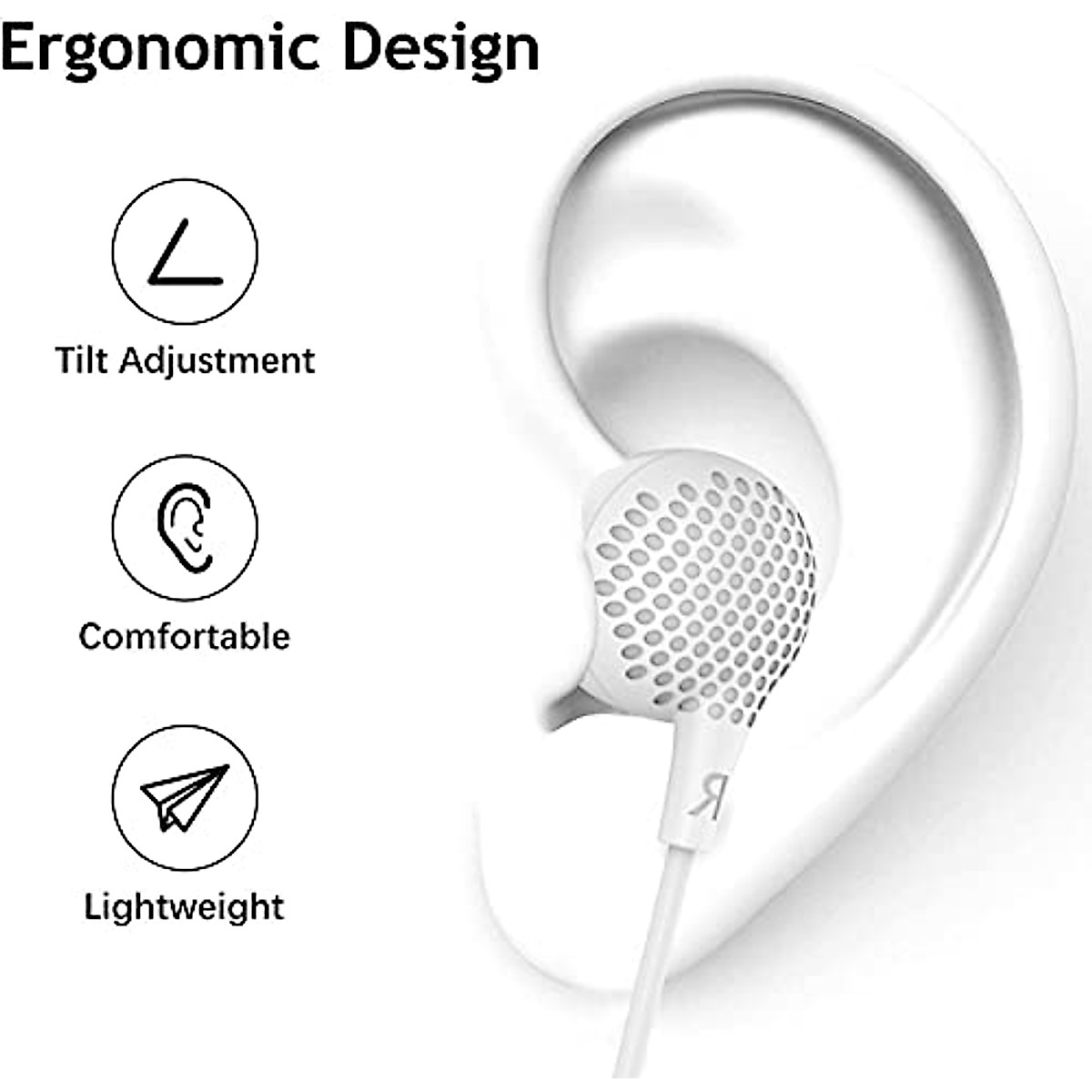 Earldom Wired Earbuds, Earphones Headphones Noise Isolating Earbuds, Lightweight Wired Earphones in-Ear Headphones for Phone 6/6s plus/5s/SE, Galaxy, Tablets - White