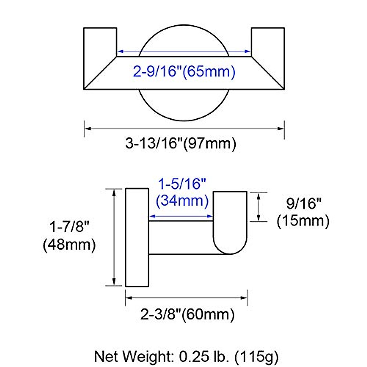 Angle Simple Double Towel Hook Matte Black, Stainless Steel Bathroom Robe Towel Holder, Hand Towel Hanger for Wall