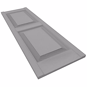Ekena Millwork Lifetime Vinyl LP2S12X05500PG Standard Two Equal Panel Vinyls, Raised Panel Vinyl Shutters, w/Installation Shutter-Lok's & Matching Screws (Per Pair), 12"W x 55"H, Paintable