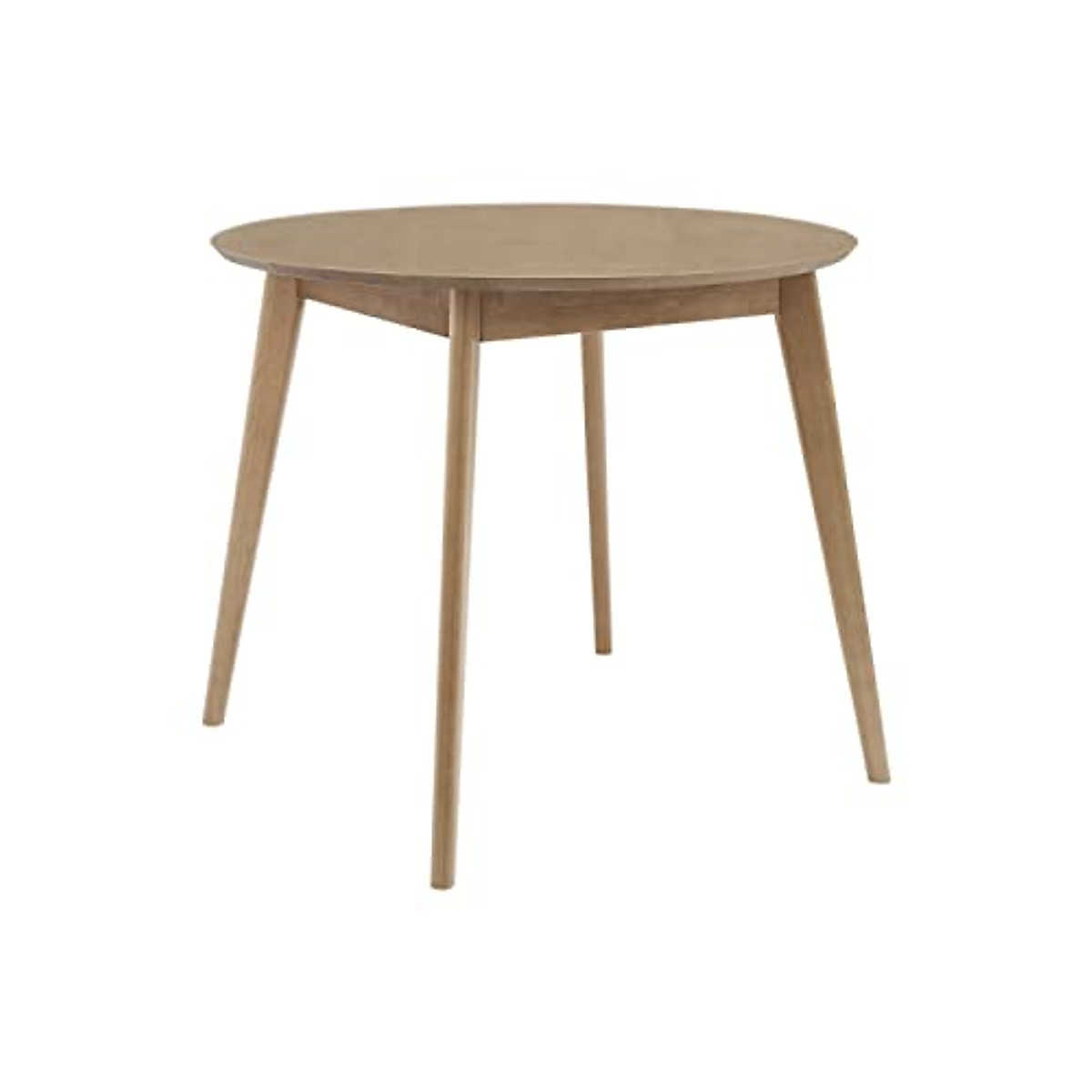 DAIVA CASA Orion 37 inch Round Wooden Dining Table Birch Circle Dinner Table Solid Wood Kitchen & Dining Room Tables/Scandinavian Furniture Mid Century Modern Table Brown Small Dining Room Table