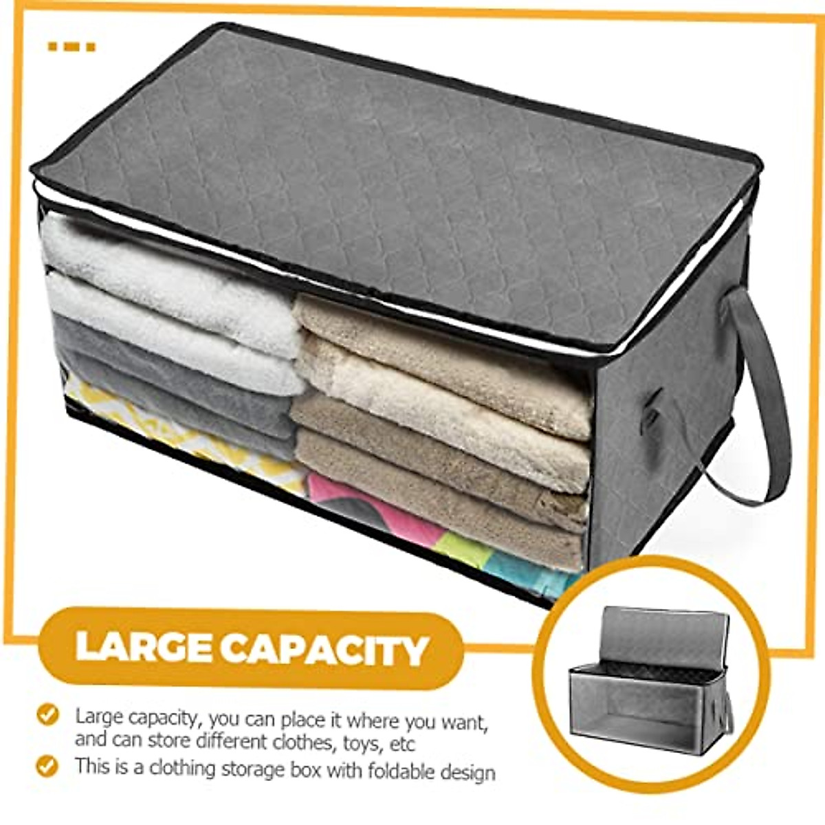 STOBAZA Box Multi-function Coats Reinforced Bag Foldable Containers Bins Oxford Sturdy Blankets Sweaters T- Holder Practical Container Stackable Wardrobe Frame Handle Window Blanket Clo