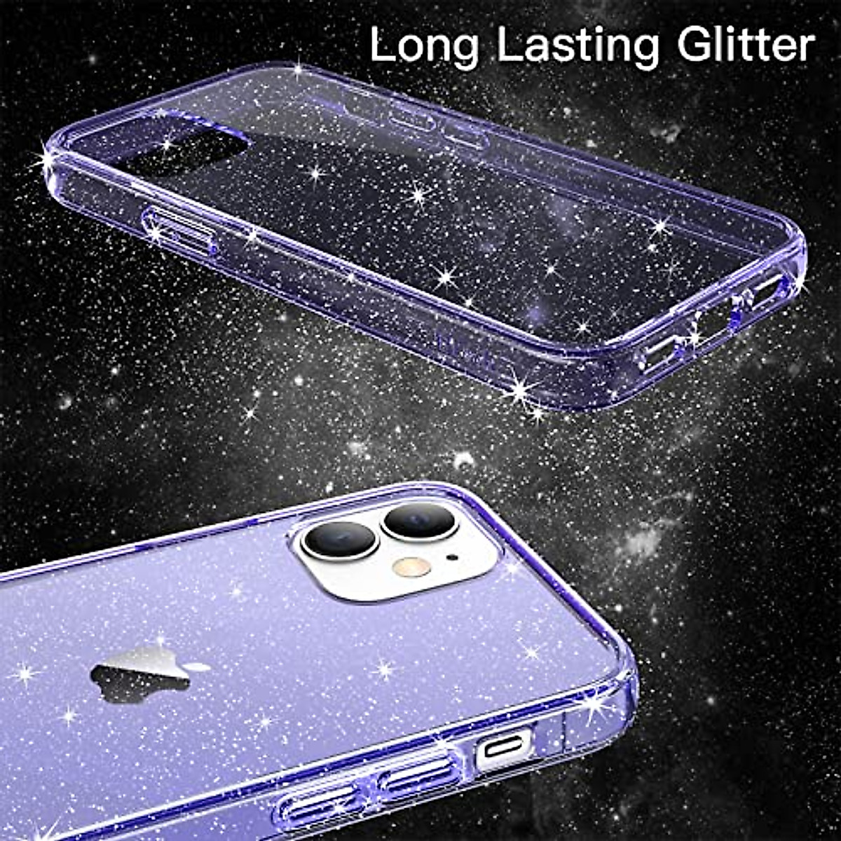 JETech Glitter Case for iPhone 12 Mini, 5.4-Inch, Bling Sparkle Shockproof Phone Bumper Cover, Cute Sparkly for Women and Girls (Light Purple)
