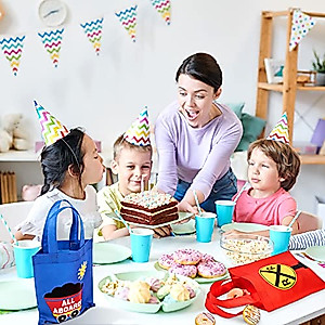 Sweetude 20 Pcs Reusable Mini Train Party Tote Bags 9.84 x 7.87 Inch Train Goodie Candy Favor Bags Train Birthday Party Supplies with Long Handles for Kids Birthday Baby Shower Decoration