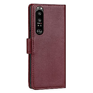 Chalk & Hide - Real Leather Book Wallet Case Cover for Sony Xperia 1 III (2021), Real Leather Design with Card Slot, Magnetic Closure and Built in Stand - Burgundy