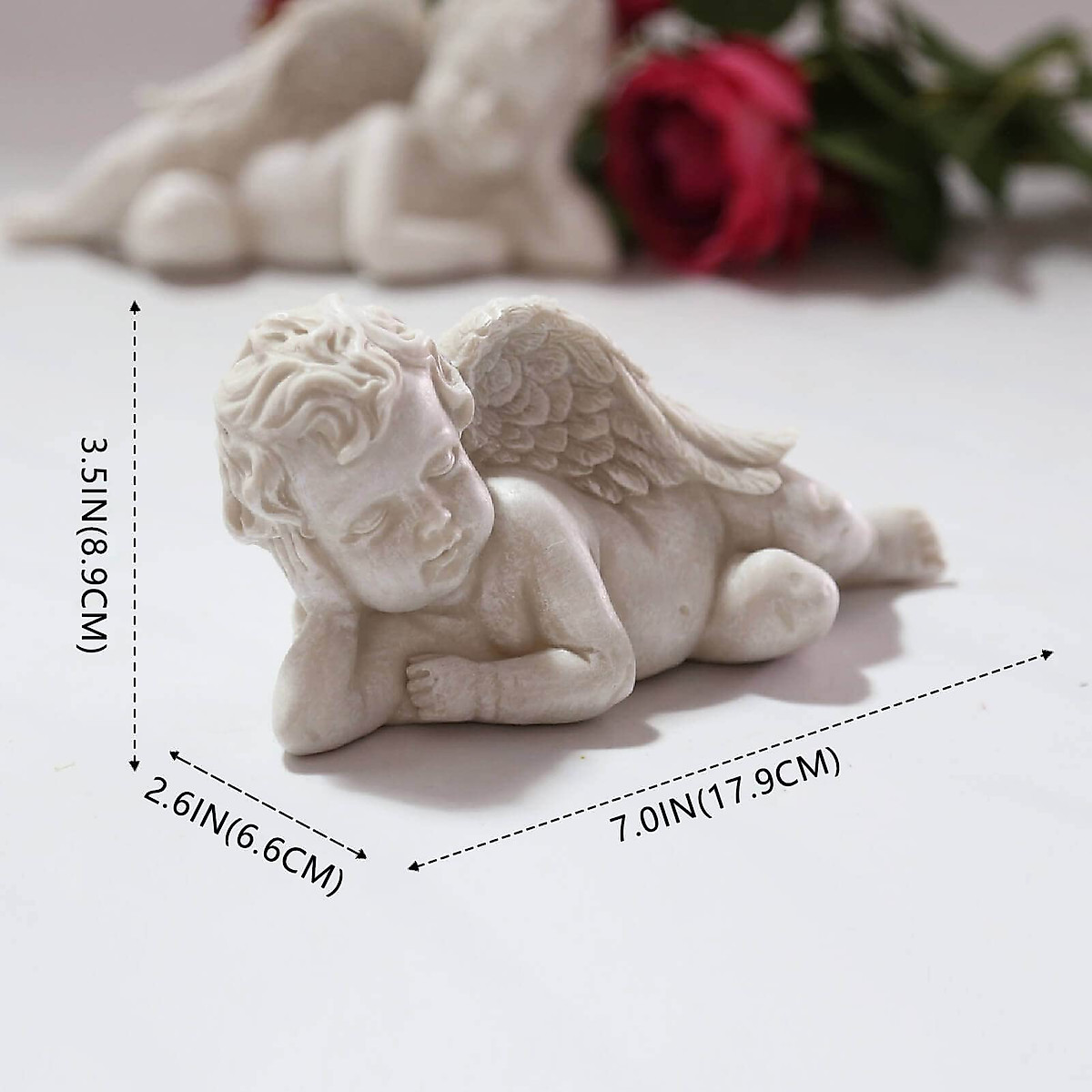 HOWFIELD Angel Figurines Baby Memorial Gifts - Christmas Angel Garden Statues Outdoor Cherub Indoor Baby Angel Wings