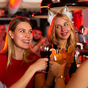 BNLIDES Handmade Fur Fox Wolf Cat Ears Headwear Women Men Cosplay Costume Party Cute Head Accessories for Halloween (Khaki White)