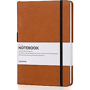 Lemome Thick Classic Notebook with Pen Loop A5 College Ruled Hardcover Writing Notebook with Pocket + Page Dividers Gifts, Banded, Large, 180 Pages, 8.4 x 5.7 in