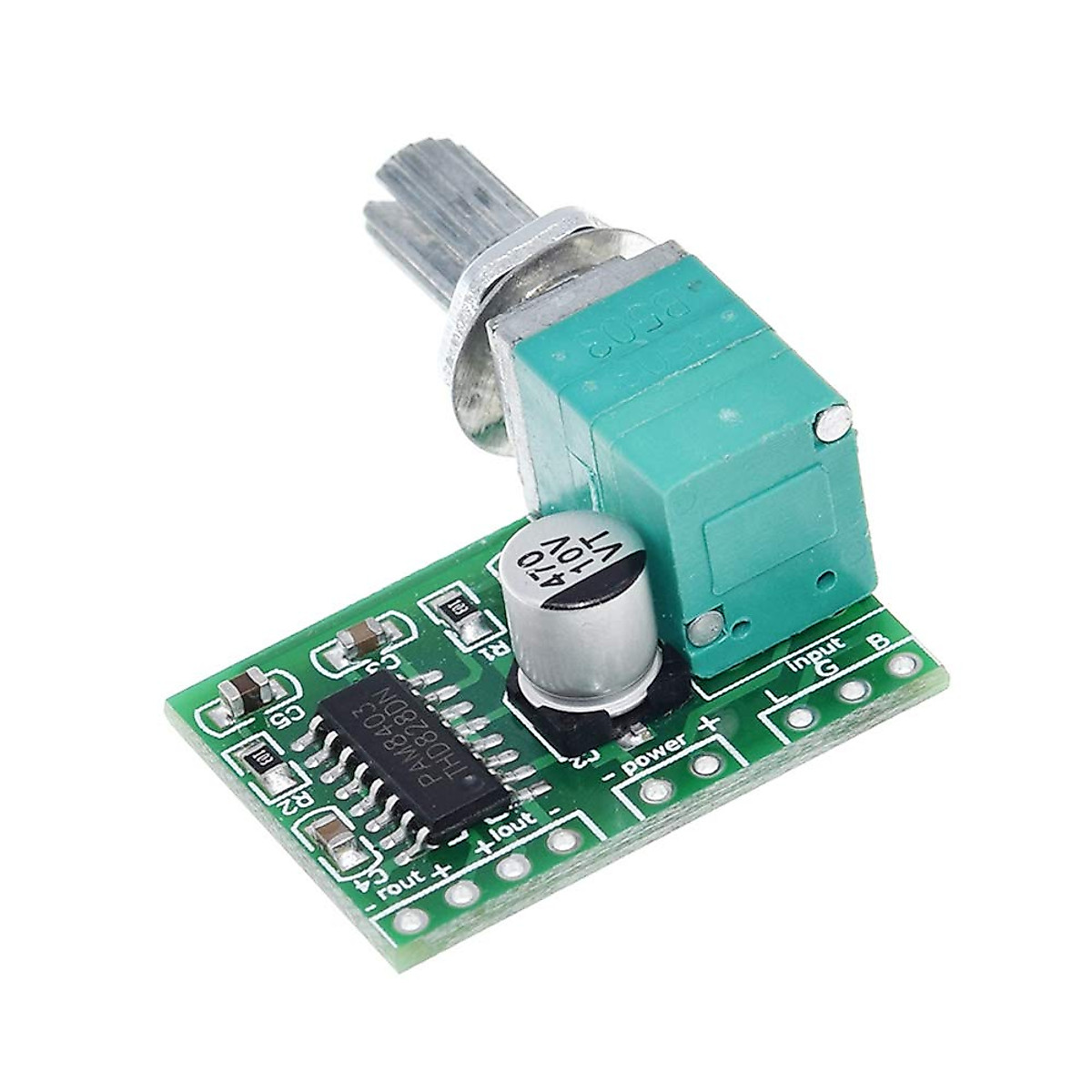 DAOKI 6PCS PAM8403 3W+3W Digital Power Amplifier Board DC 5V Dual Channel Stereo Power Amplifier Module with Volume Control Potentionmeter with 6PCS Knob Cap, 3PCS 3.5mm Audio Jack Cable