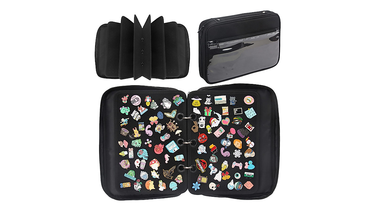 Enamel Pin Display Case with 6 Binders - Travel & Collection Organizer