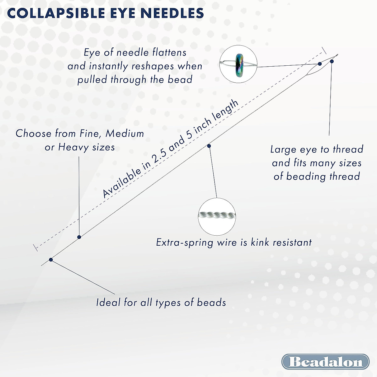 Beadalon 700F-102 Collapsible Eye Needles 2.5-Inch Fine 4 Pack