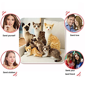 GUDVES Siamese Cat Stuffed Animal, Shorthair Cat Realistic Plush Cat Stuffed Toys, Gift for Kids 12inches (B)