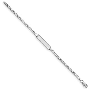 Brilliant Bijou 14k WG Semi-Solid Polished Figaro ID Bracelet