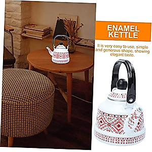 Angoily Teapot for Stovetop Stovetop Kettle Enamel Pot Ceramic Kettle Stainless Steel Kettle Home Supplies Red Stainless Steel Enamel Tea Set Stainless Steel Tea Kettle