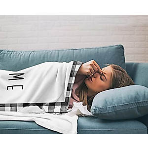 Flannel Fleece Blanket Soft Comfy Throw Blankets 50x60in Easter Colorful Cartoon Rabbit Peeps Warm Cozy Fluffy Plush Lightweight Throw Blanket for Couch Bed Sofa Travel Quote and White Black Lattice