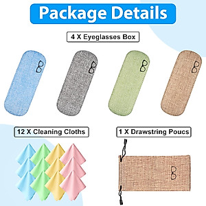 Ouskr 17 Pcs Eyeglass Case Hard Shell Set, Unisex Hard Glasses Case, Large Eyeglasses Cases for Men Women